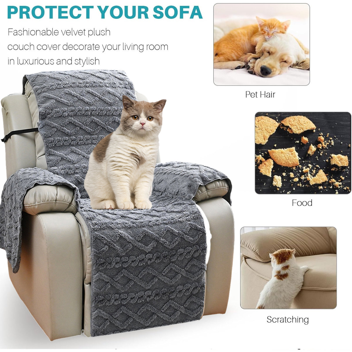 Union Rustic Geometric Jacquard Plush Recliner Chair Cover Soft Fuzzy Fluffy Reclining Chair ...